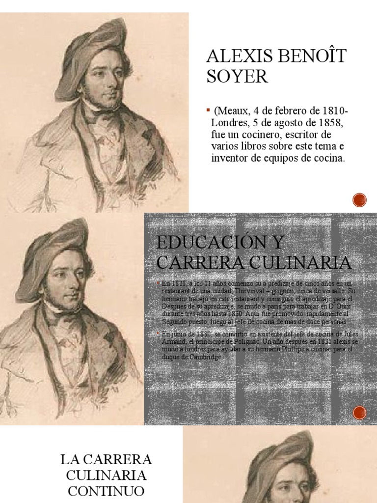 Alexis Soyer: Innovador Culinario y Chef | PDF