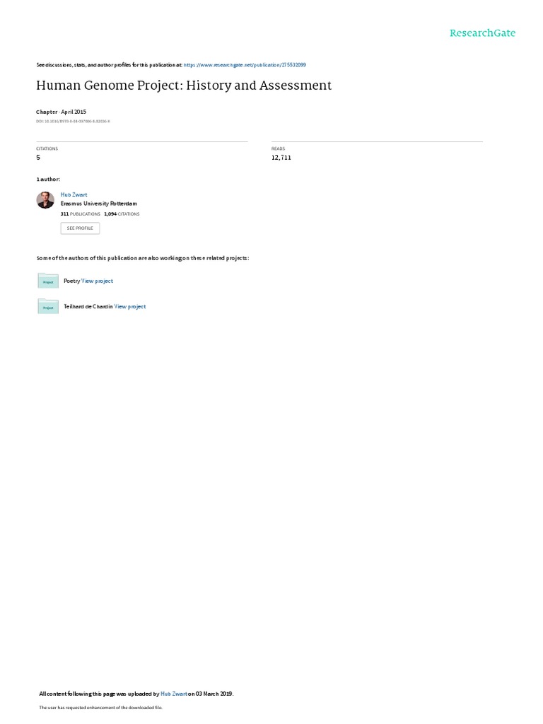 Human Genome Project: History and Assessment: April 2015 | PDF | Dna ...
