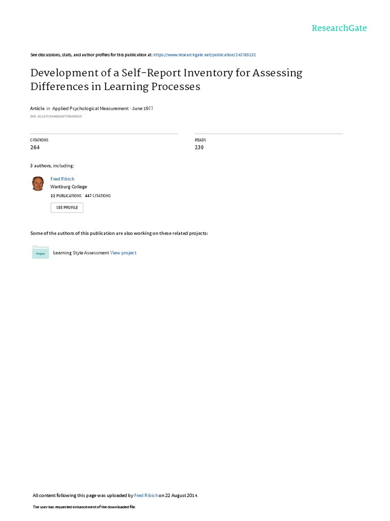 Development of A Self-Report Inventory For Assessi | PDF | Memory ...