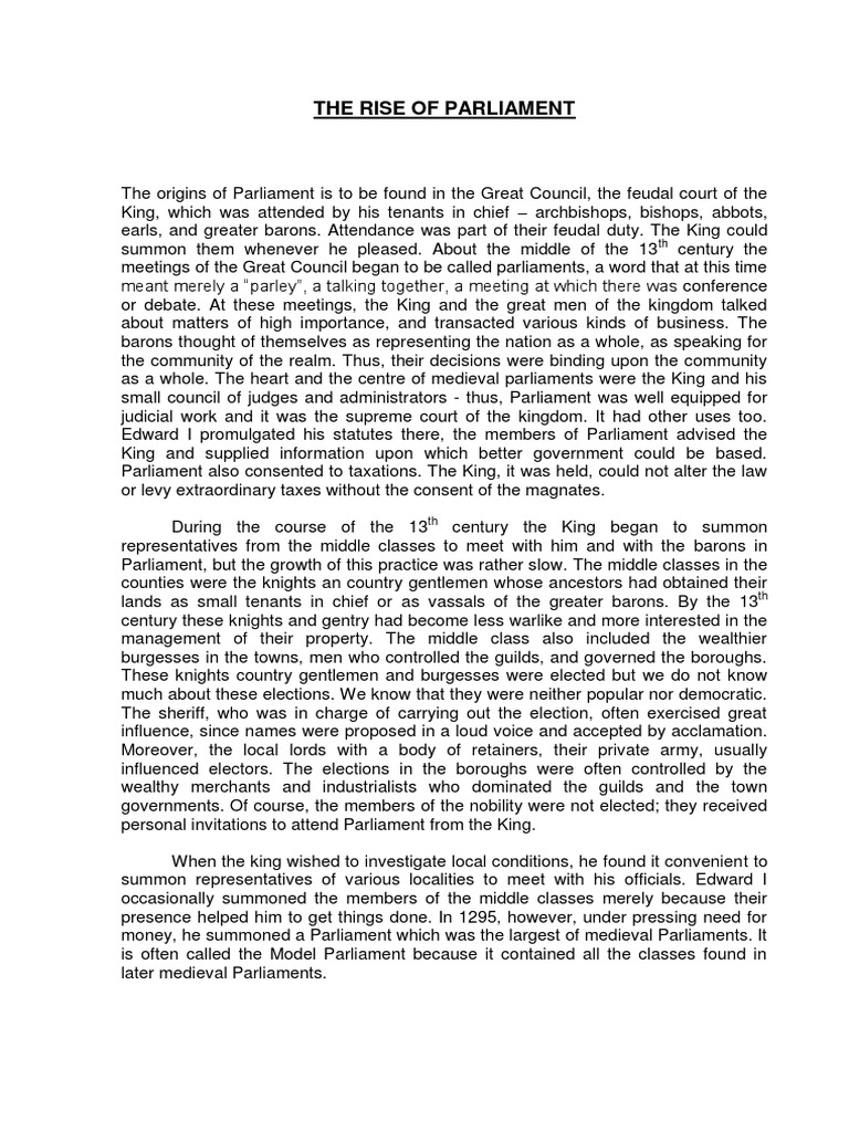The Rise of Parliament | PDF | Baron | Parliament