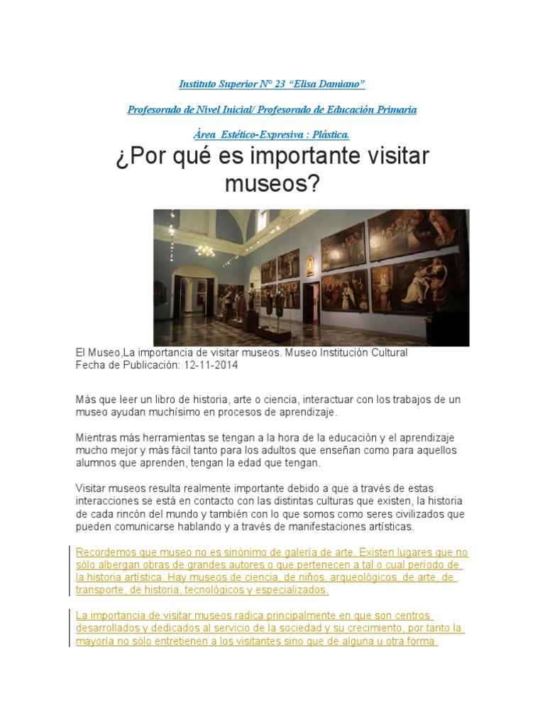 Importancia de Visitar Museos | PDF | Museo | Pintura de paisaje