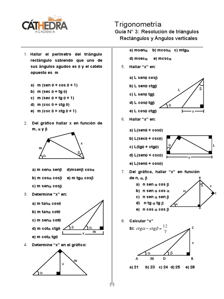 Semana 3 Resolucion De Triangulos Rectángulos Pdf Triángulo