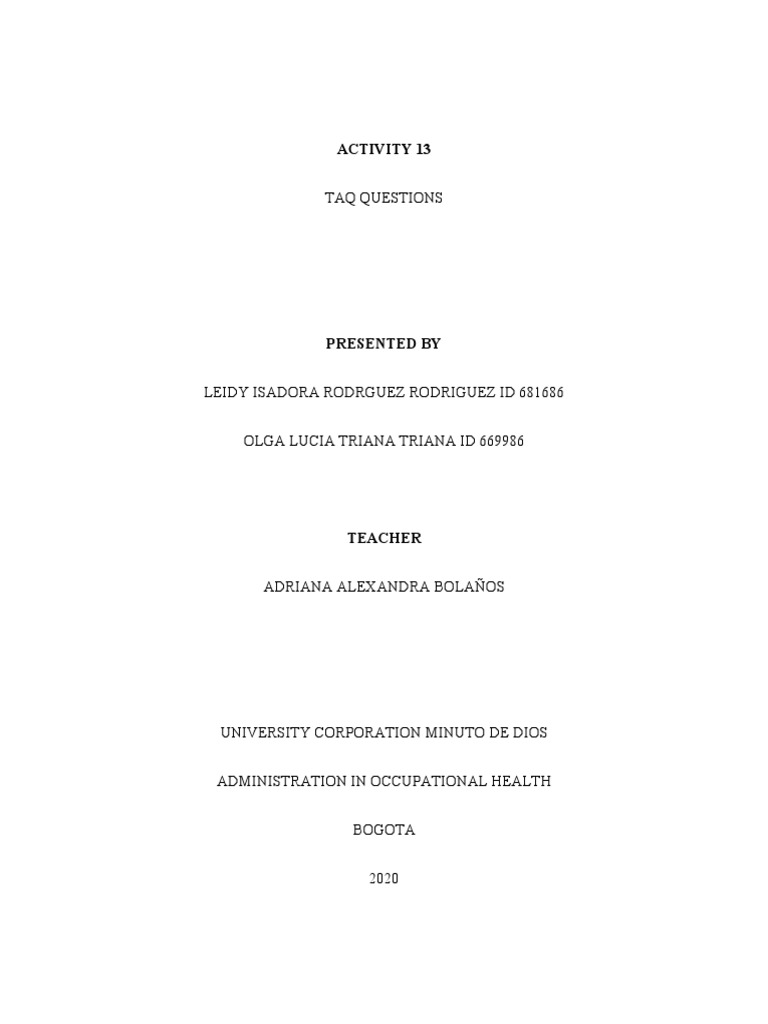 Activity 13 Taq Questions | PDF