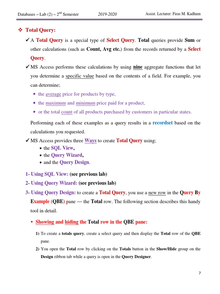 Total Query Select Query Select Query | PDF | Databases | Standard Deviation