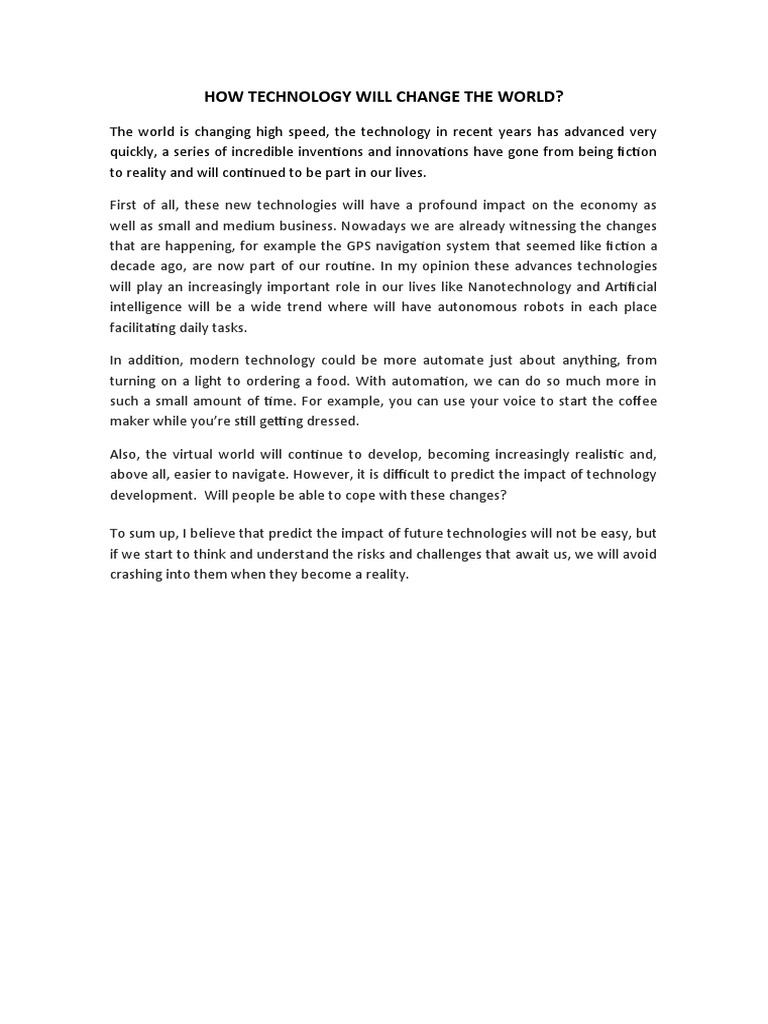 How Technology Will Change The World | PDF | Social Science