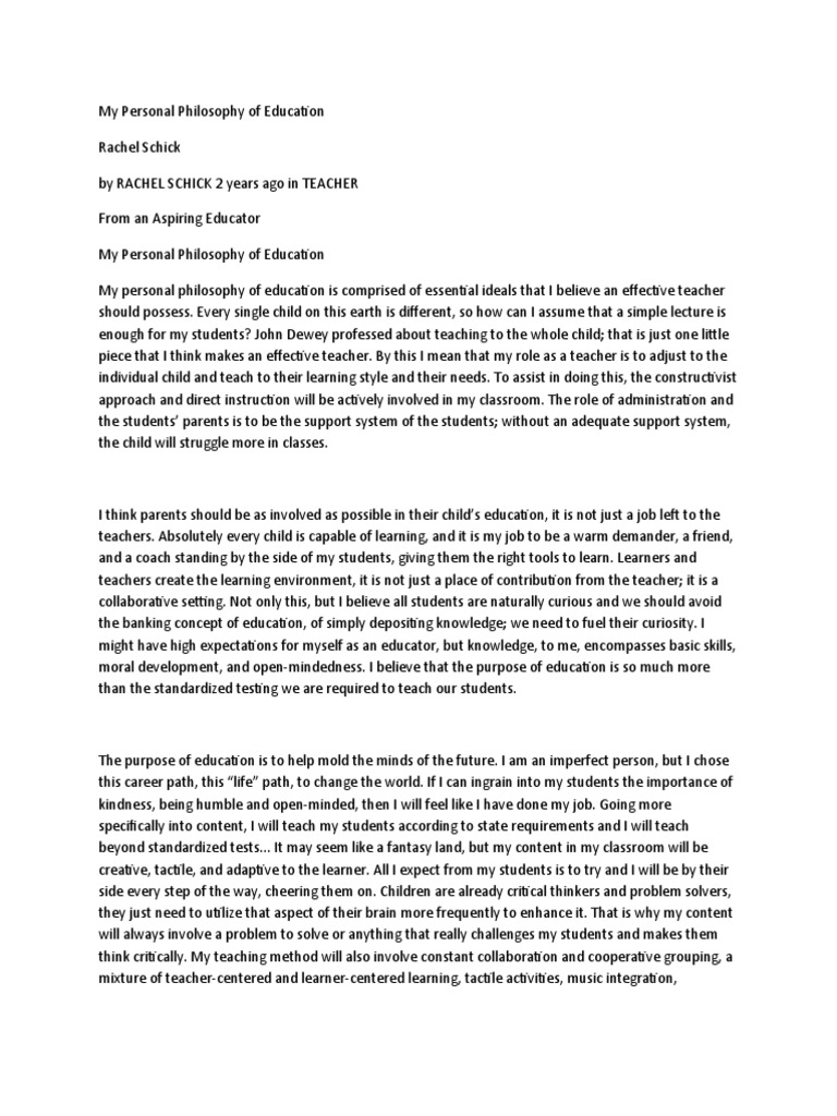 My Personal Teaching Philosophy | PDF | Philosophy Of Education | Teaching