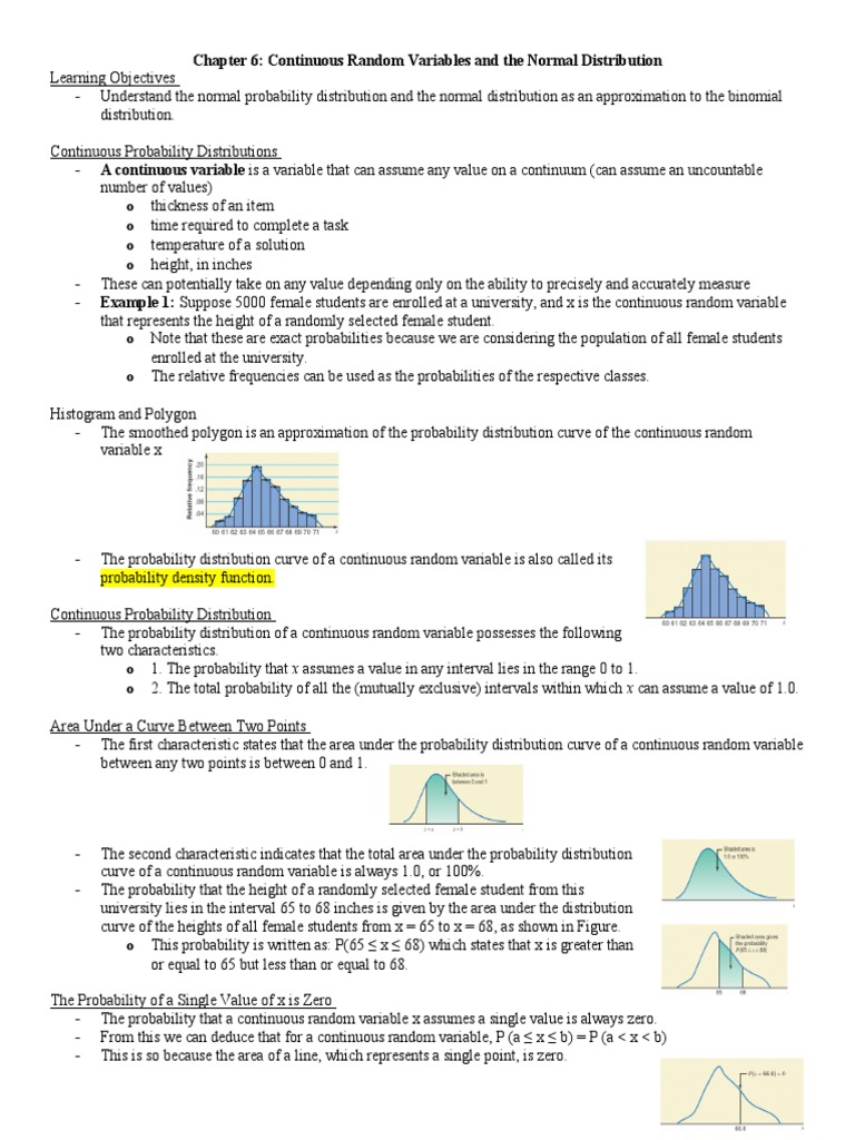 Chpater 6 - Continous Random Variables and The Normal Distribution ...