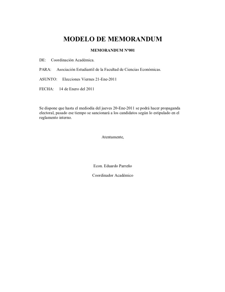 Modelo de Memorandum | PDF