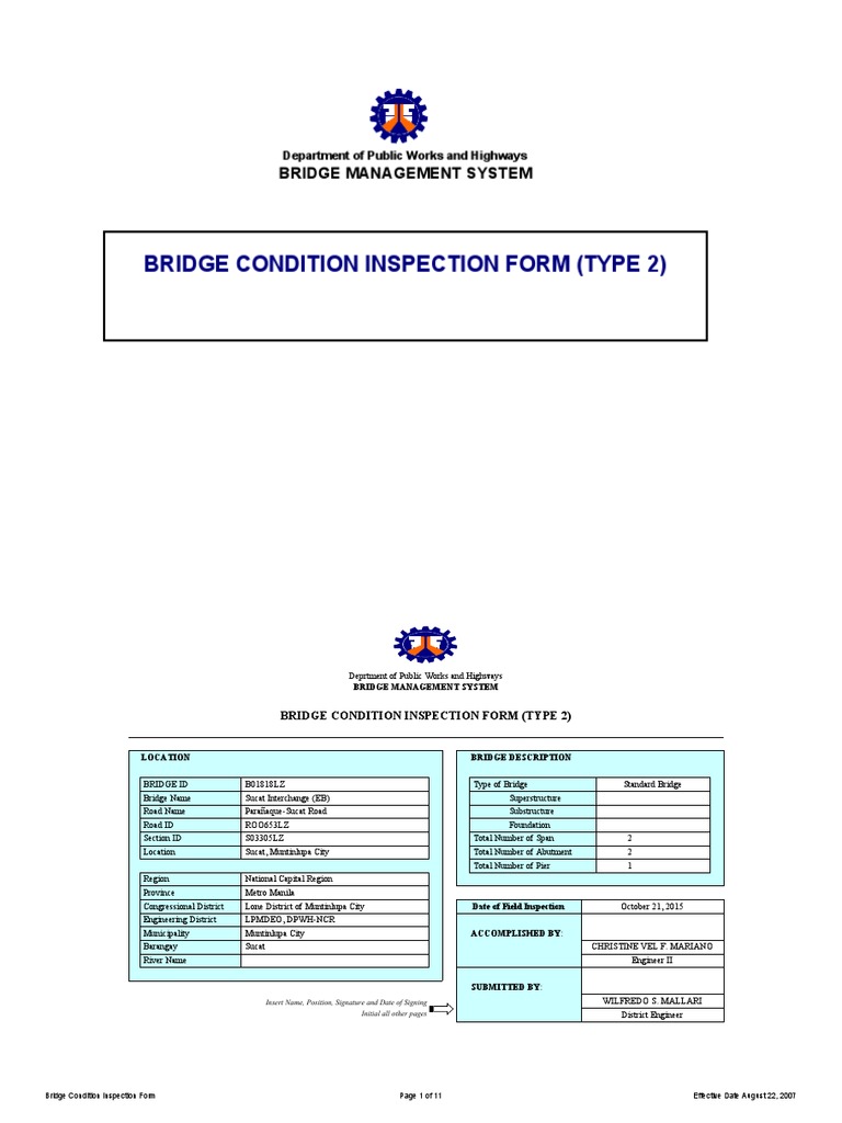Sucat Interchange Bridge Inspection Report | PDF | Bridge | Corrosion