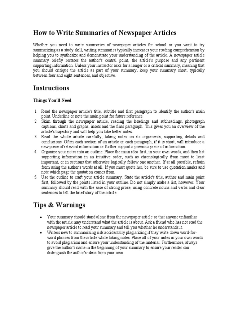 Summarizing Newspaper Articles | PDF | Black Berry Limited | S&P 500 Index