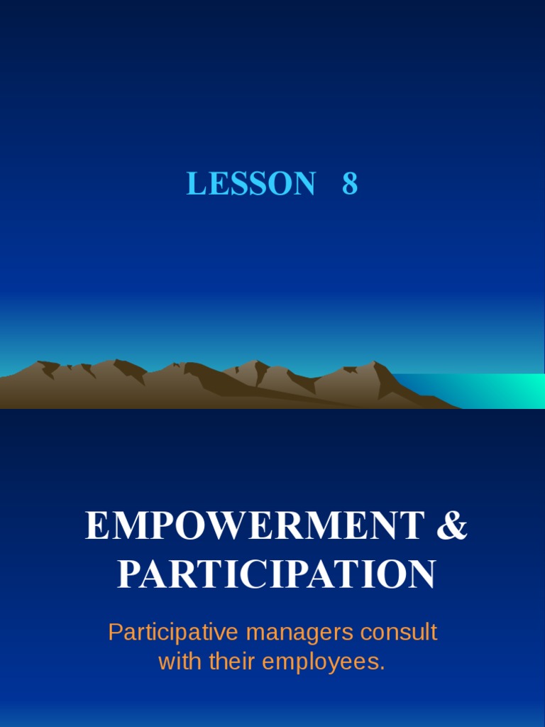 Lesson 8. Empowerment and Participation | PDF | Empowerment | Creativity