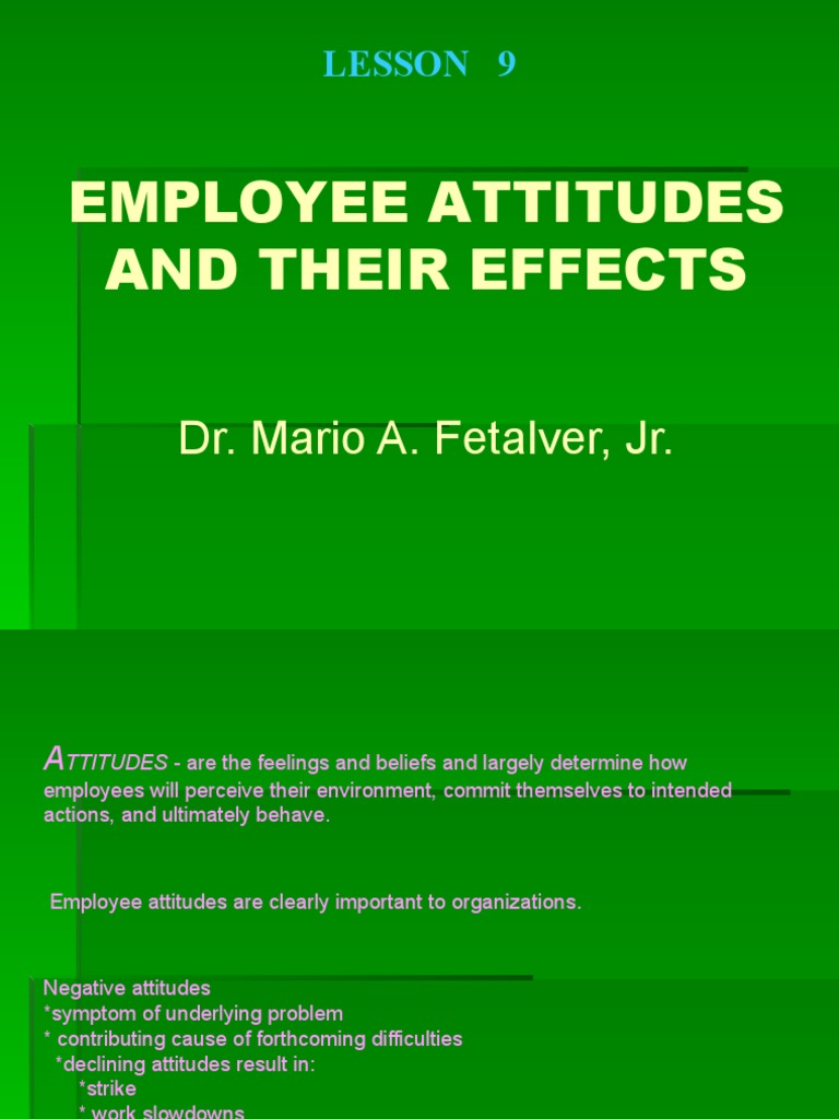 LESSON 9. EMPLOYEE ATTITUDES AND THEIR EFFECTs | PDF | Job Satisfaction ...