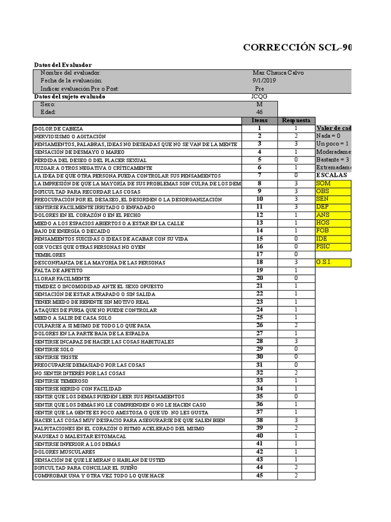 SCL 90 Test Plantilla | PDF | Enfermedades y trastornos humanos ...
