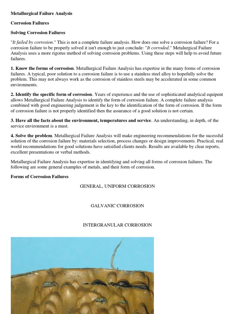 Metallurgical Failure Analysis | PDF | Corrosion | Stainless Steel