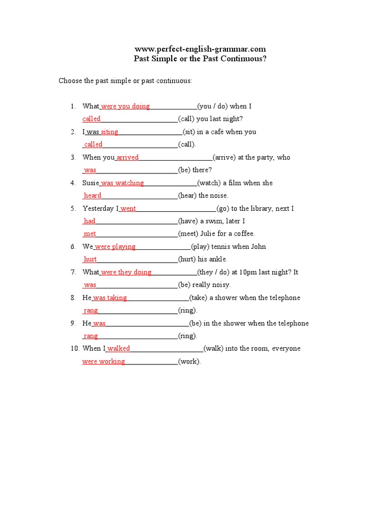 Past Simple vs. Past Continuous Quiz | PDF