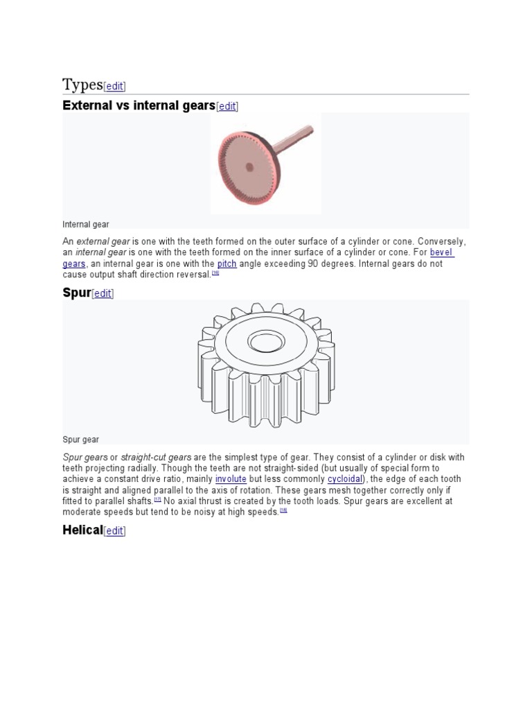 Types: External Vs Internal Gears | PDF | Gear | Kinematics