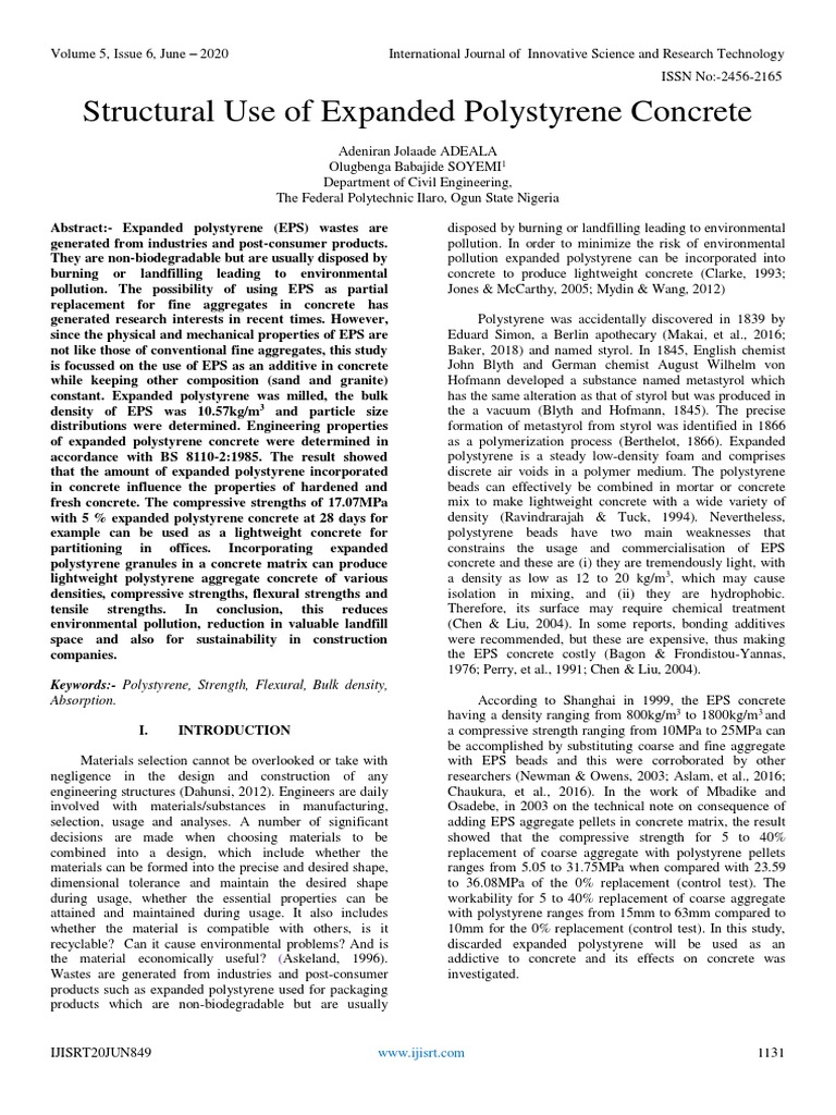 Structural Use of Expanded Polystyrene Concrete | PDF | Polystyrene | Concrete