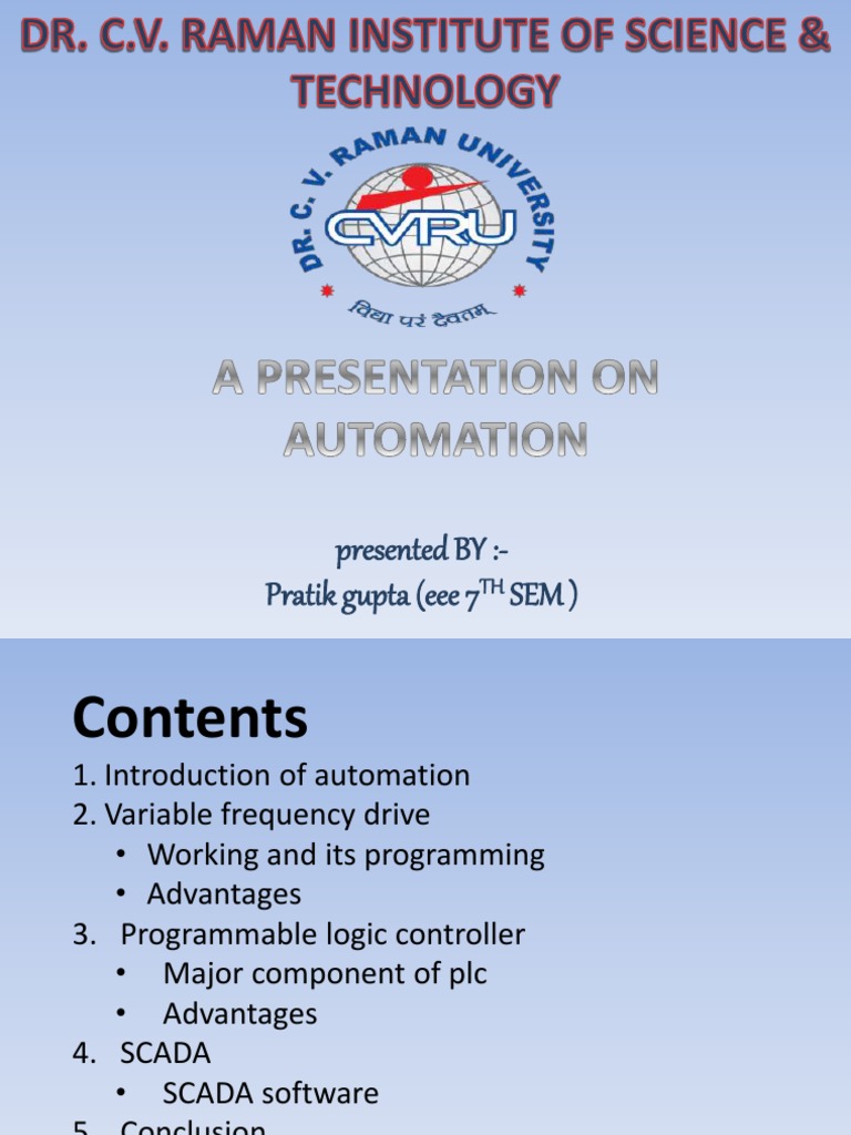 Presented BY:-Pratik Gupta (Eee 7 Sem) | PDF | Programmable Logic Controller | Electromagnetism