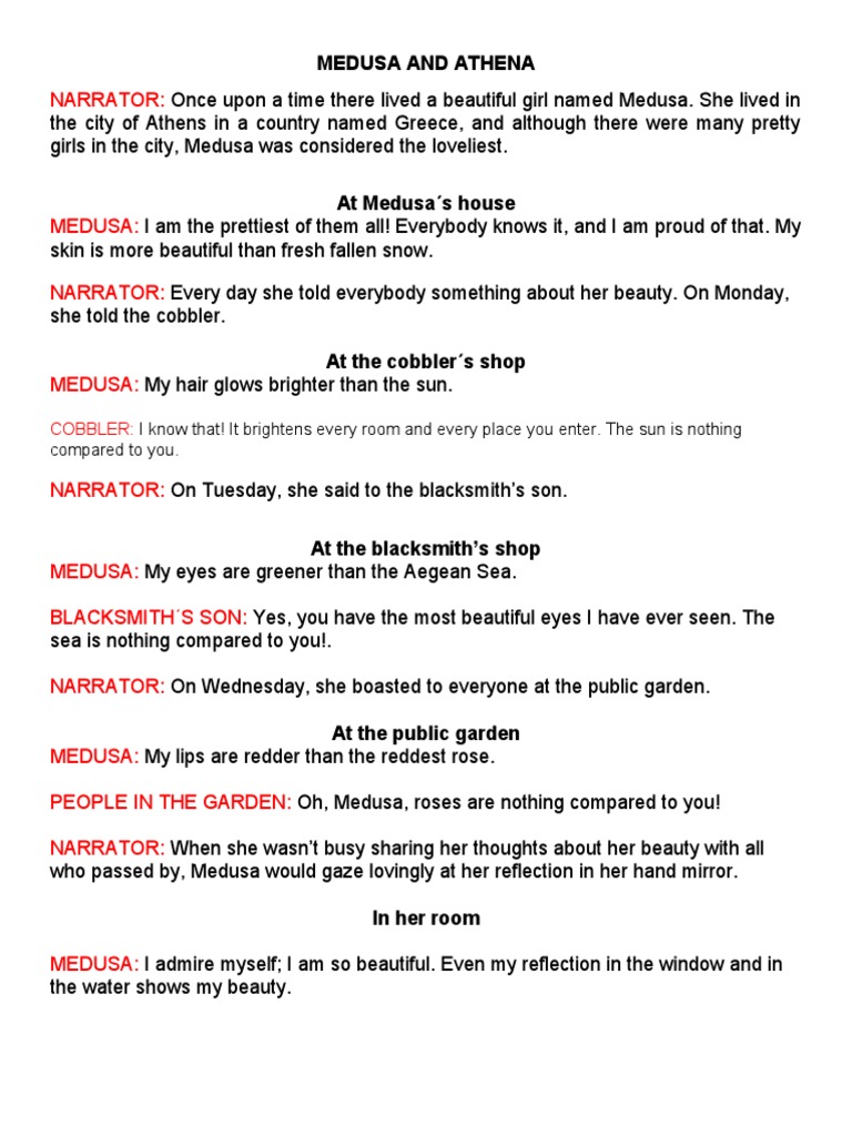 Narrator:: Medusa and Athena | PDF | Medusa | Athena