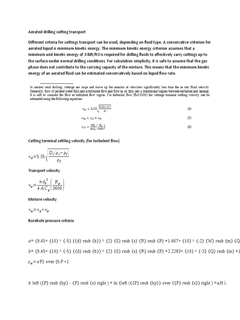 Aerated Drilling Formulas | PDF | Kinetic Energy | Fluid Dynamics