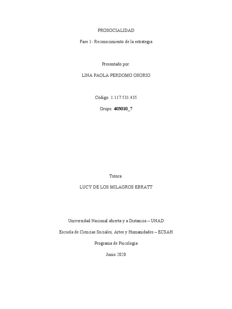 Fase 1 - Prosocialidad | Descargar gratis PDF | Actitud (psicología ...