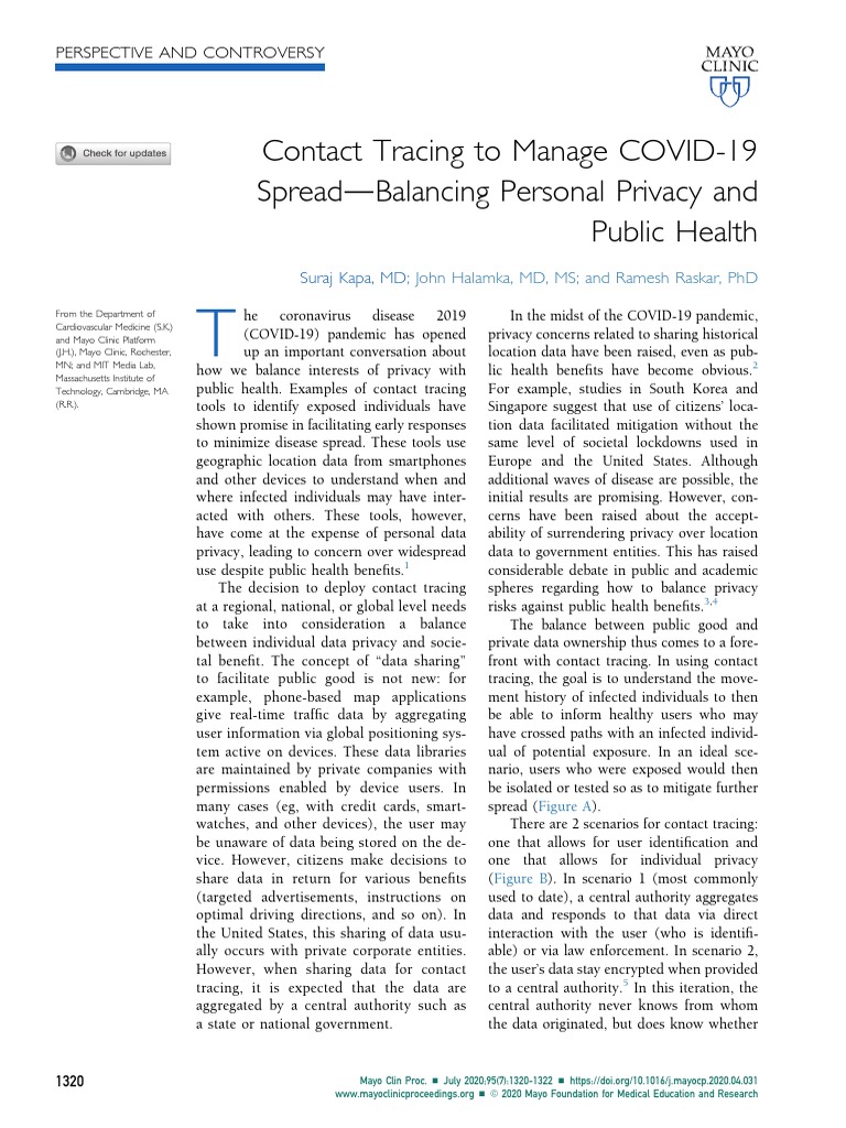 Contact Tracing To Manage COVID-19 | PDF | Privacy | Infection