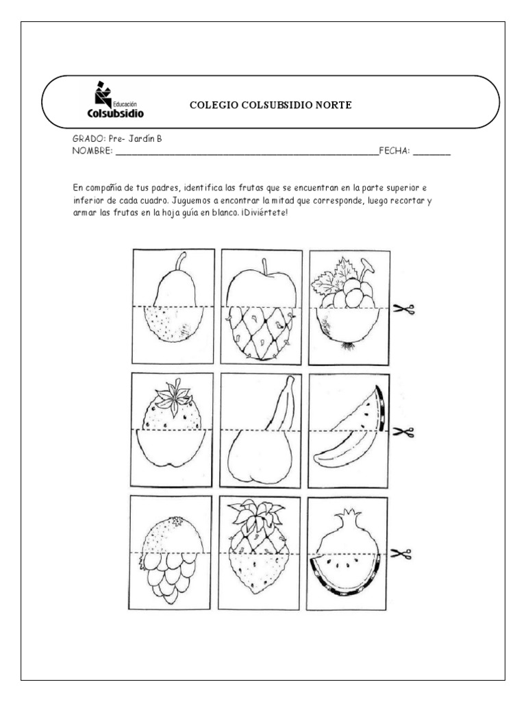 Guía Clase de Verduras y Frutas | PDF