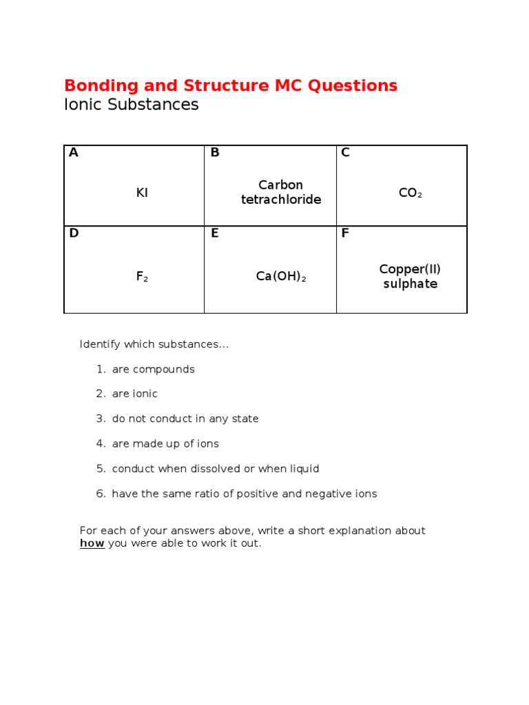 Bonding and Structure MC Questions | PDF