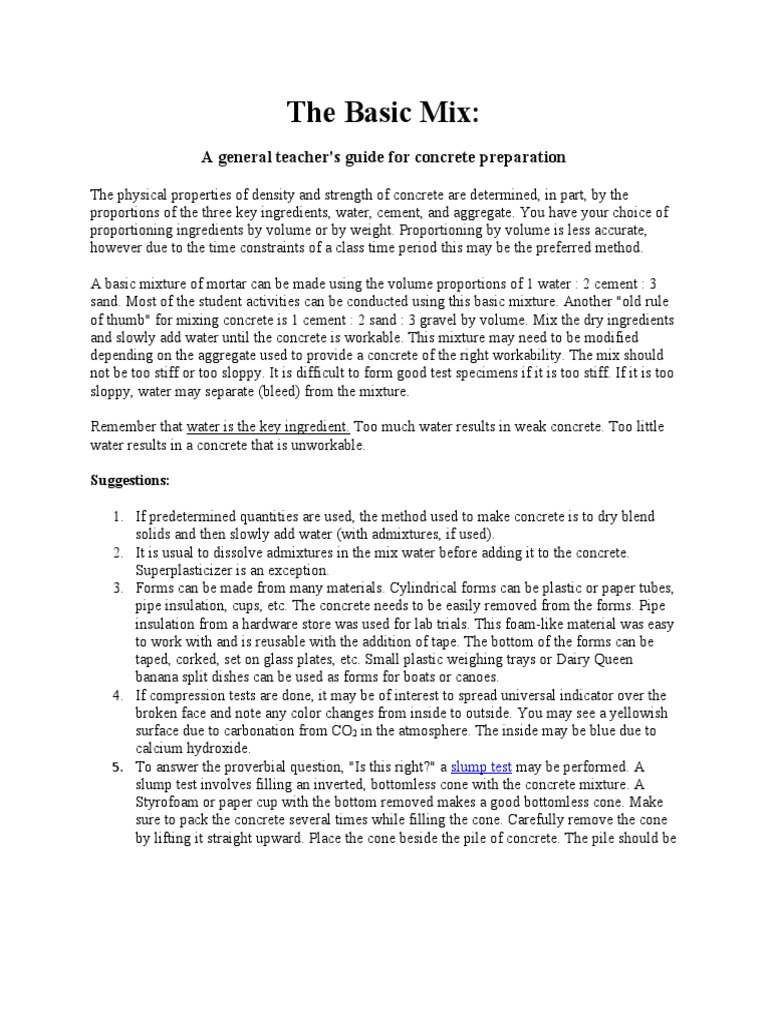 The Basic Concrete Mix | PDF | Concrete | Civil Engineering