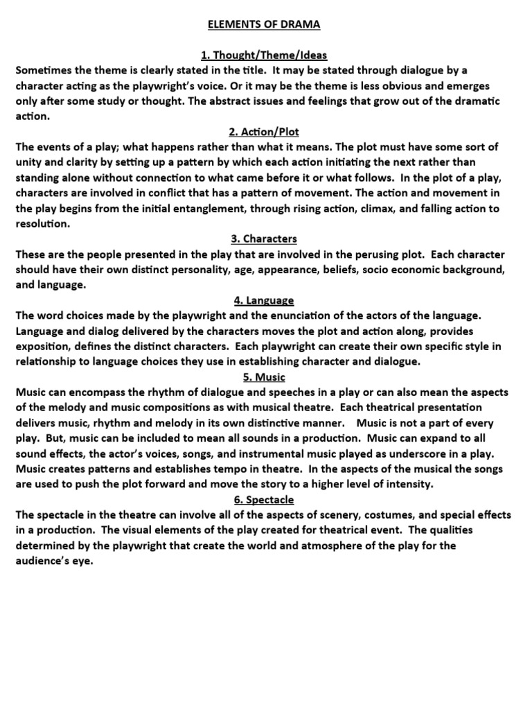 Elements of Drama | PDF | Play (Theatre) | Playwright