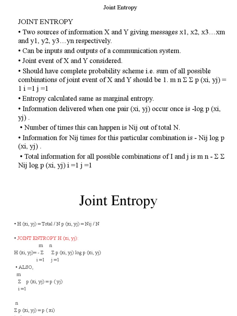 Joint Entropy and Conditional Properties | PDF | Scientific Theories ...