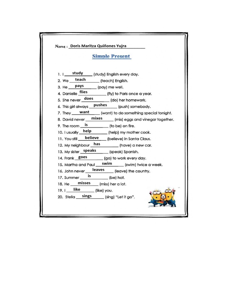 Segundo Ciclo CEID - Practica Presente Simple | PDF