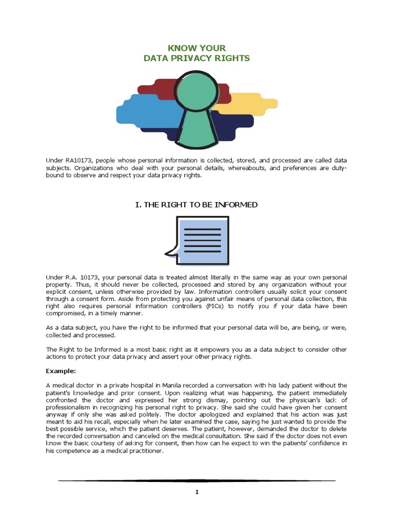 Know Your Data Privacy Rights: I. The Right To Be Informed | PDF ...