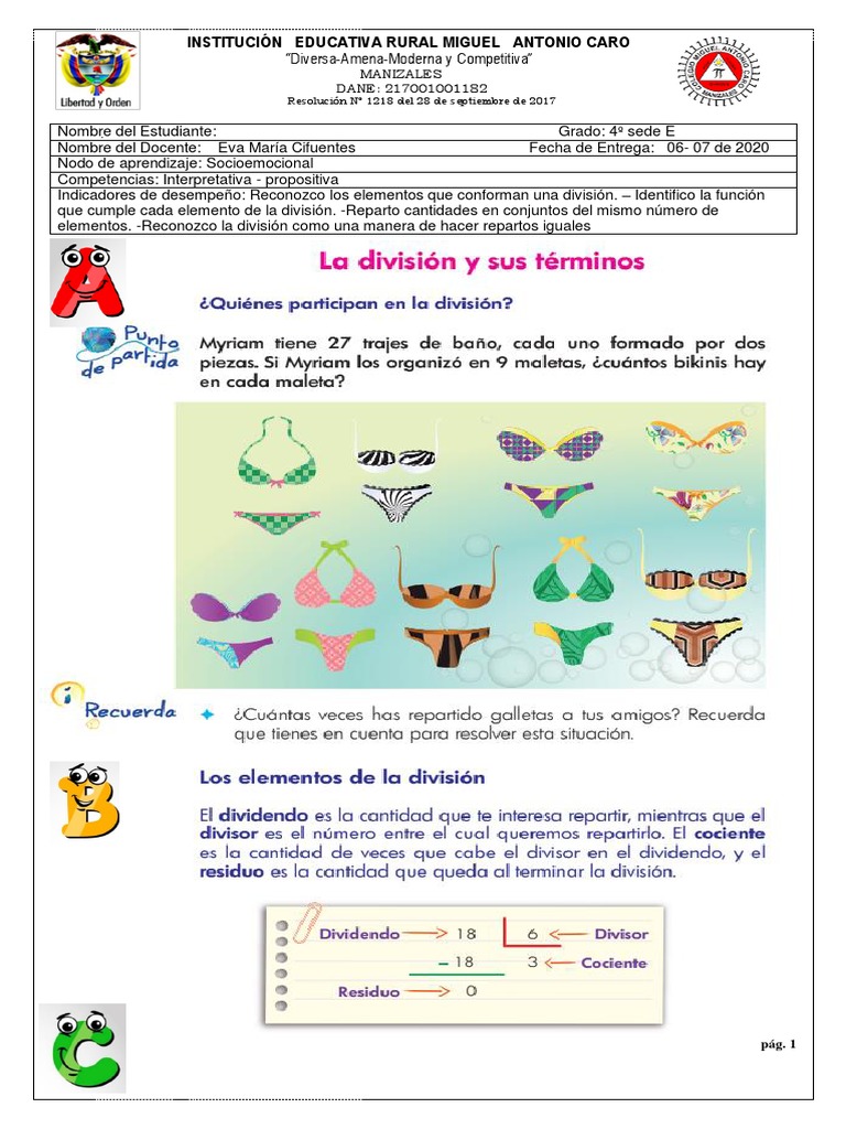Matematicas Grado Cuarto La División | PDF