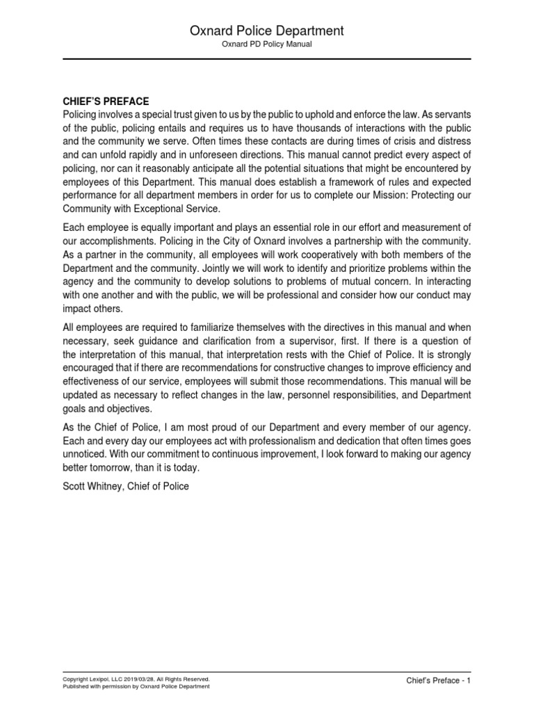 Oxnard Poilce Department Policy Manual PDF | PDF | Oath Of Office | Law ...
