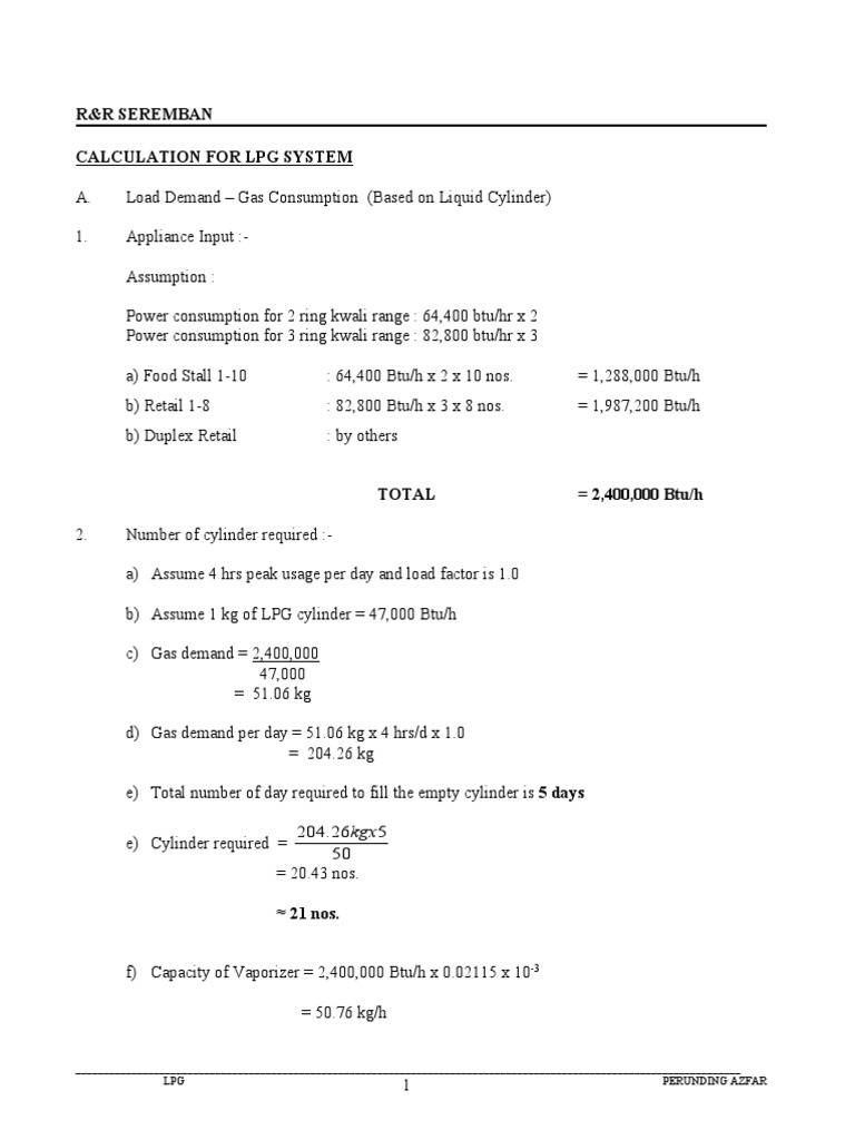 R&R SEREMBAN-LPG CALCULATION - Rev. 1 | PDF | Liquefied Petroleum Gas | Gas Technologies