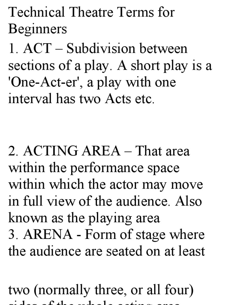 Technical Theatre Terms For Beginners | PDF