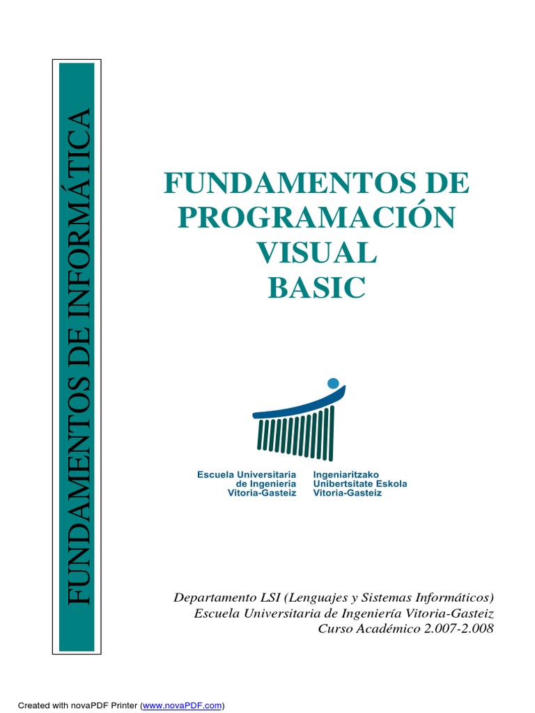 Fundamentos de Programación Visual Basic PDF | PDF