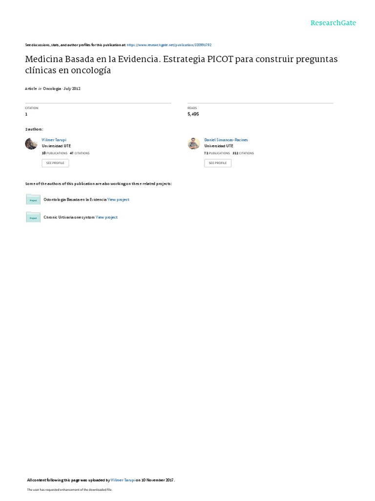 Estrategia PICOT para Construir Preguntas Clínicas en Oncología | PDF ...