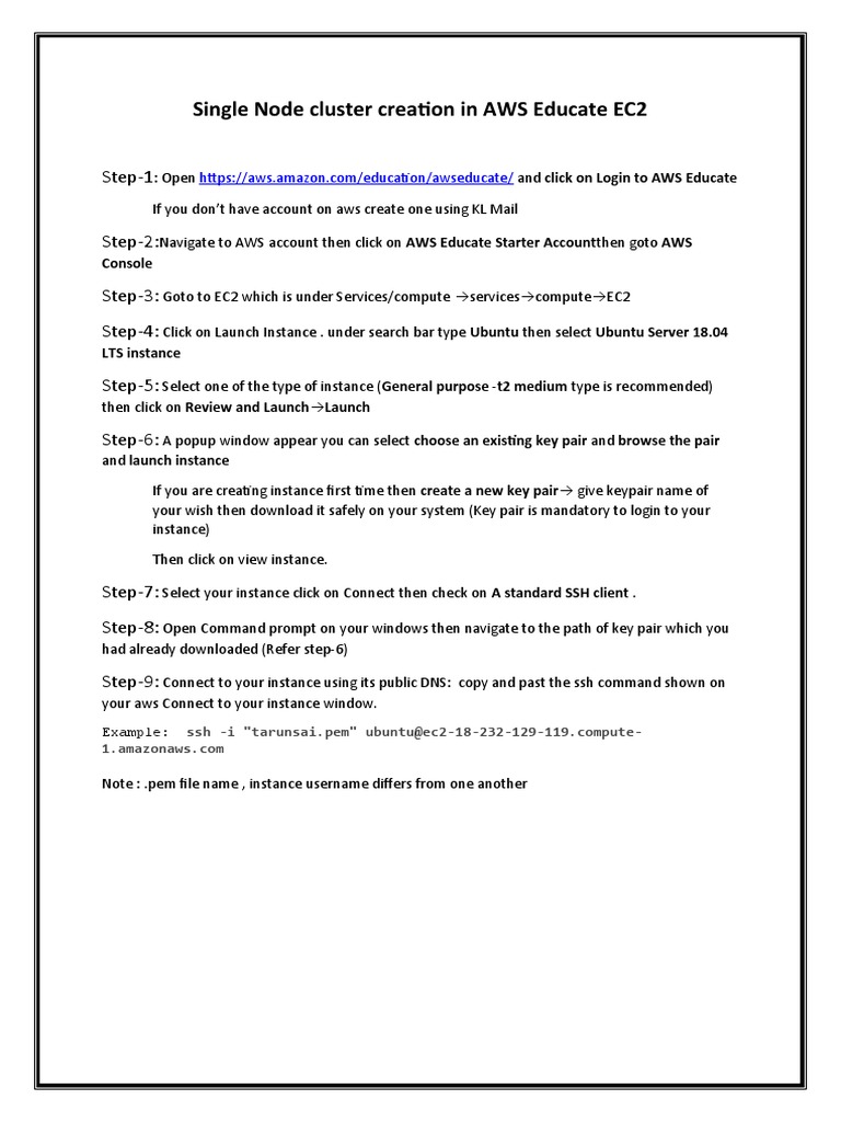 Configuring a Single Node Hadoop Cluster on AWS EC2 for Educational Purposes | PDF | Apache ...