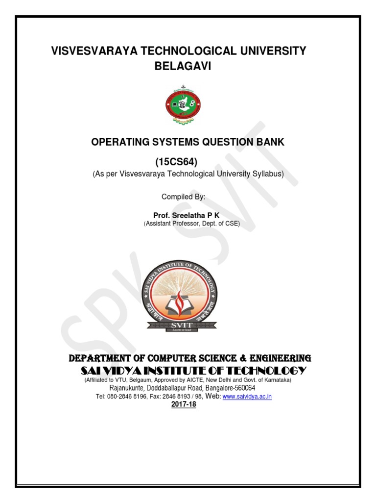 2.OS Question Bank-2018 Svit | PDF | Scheduling (Computing) | Process (Computing)