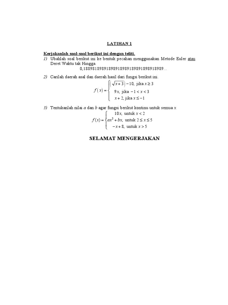 Latihan Kalkulus Dasar | PDF | Metode & Bahan Ajar