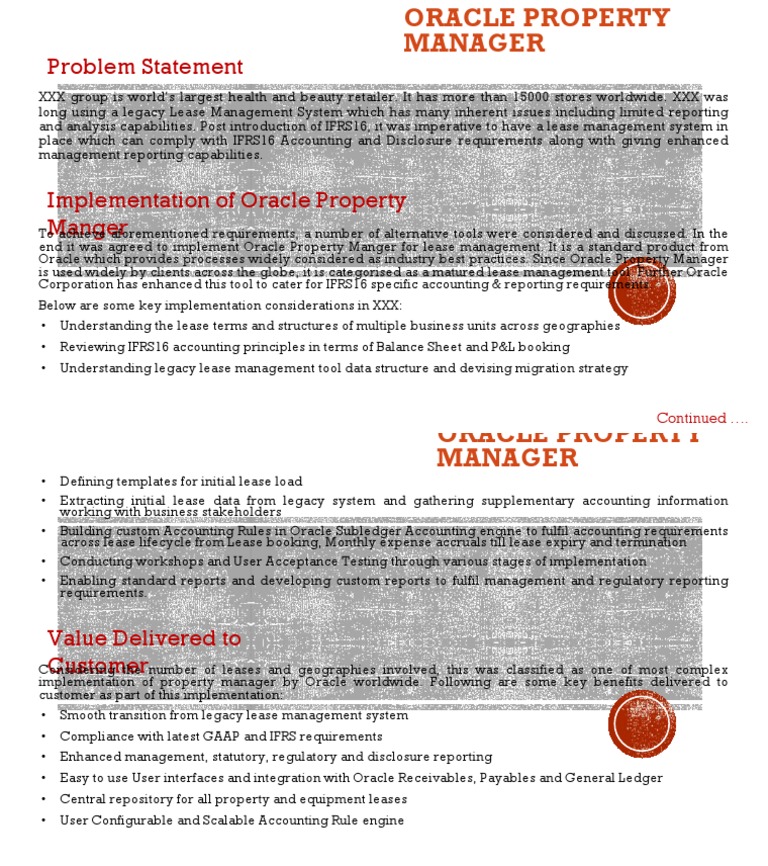 Oracle Property Manager - IFRS16 | PDF | Oracle Corporation | Accounting