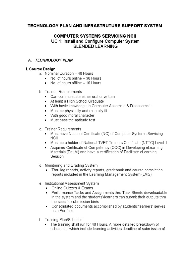 Technology Plan and Infrastruture Support System Computer Systems ...