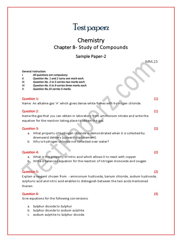 Chemistry: Chapter 8-Study of Compounds | PDF | Chemical Reactions ...