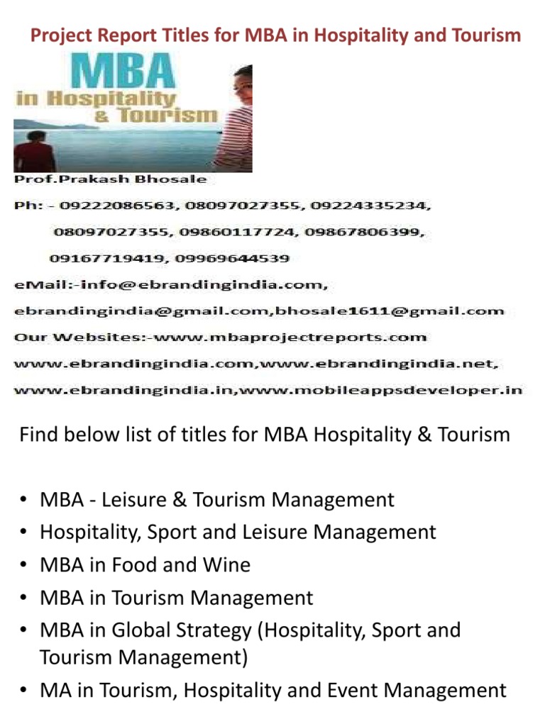 Project Report Titles For MBA in Hospitality and Tourism | PDF | Thesis ...