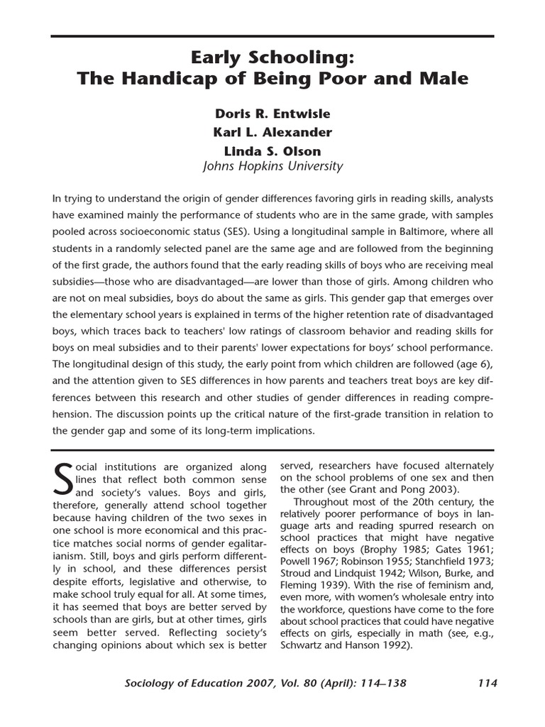 Entwisle, 2007 | PDF | Socioeconomic Status | Dependent And Independent ...