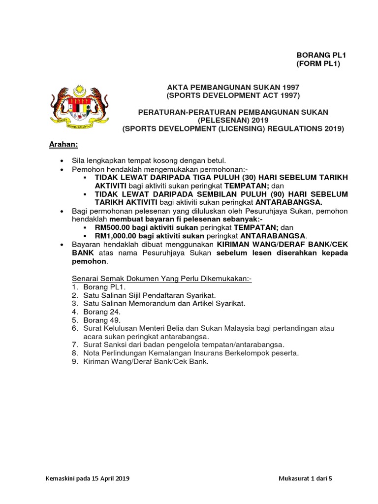 BORANG 15 April 2019 | PDF | Financial Services | Service Industries