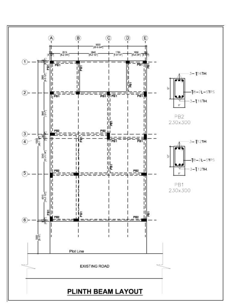 Plinth Beam Layout and Design Details | PDF