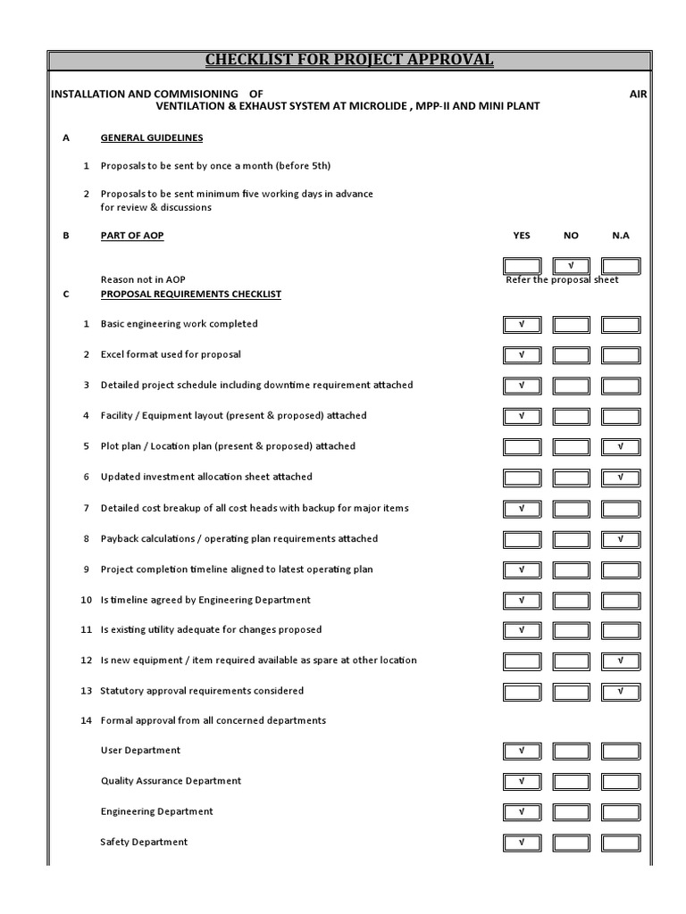 Checklist For Project Approval: A General Guidelines | PDF | Duct (Flow ...